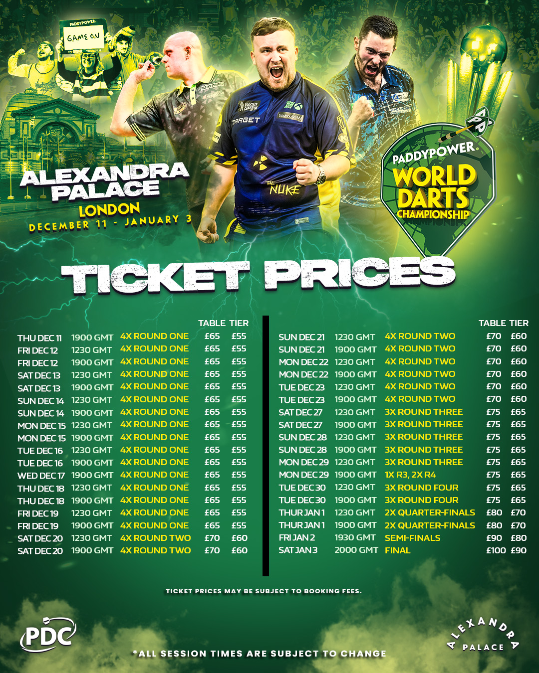 2025/26 Paddy Power World Darts Championship ticket sale details confirmed | PDC